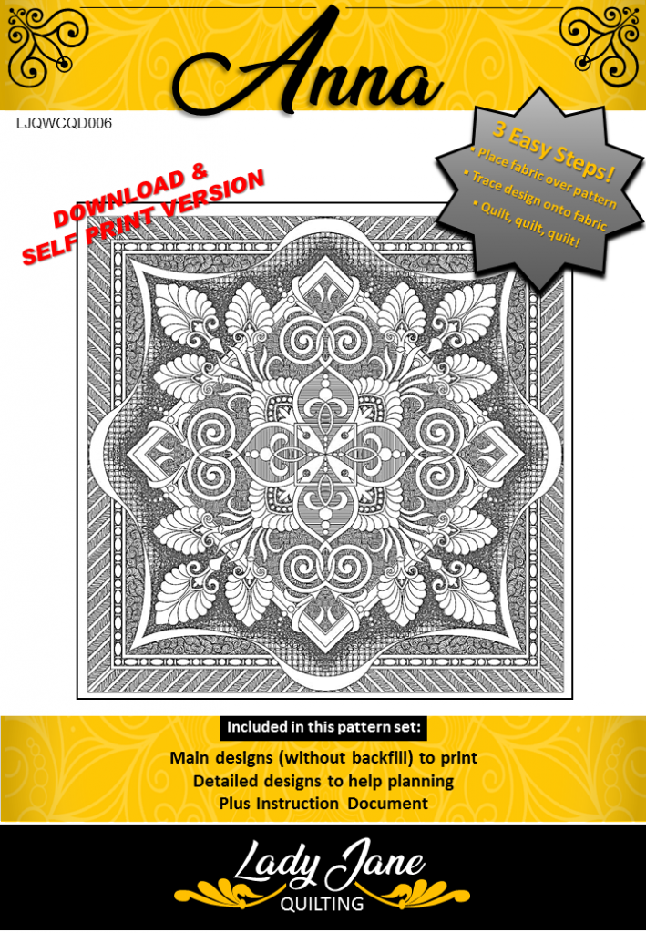 WHOLE CLOTH QUILT DESIGN – ANNA – Lady Jane Quilting